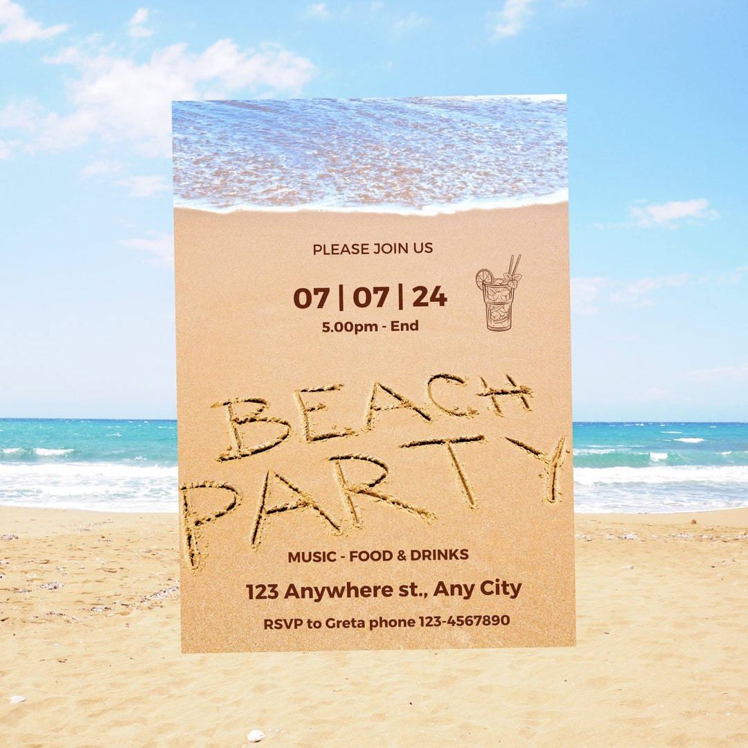 Beach Party Invitation Template Lets Celebrate Beach Invite Printable ...