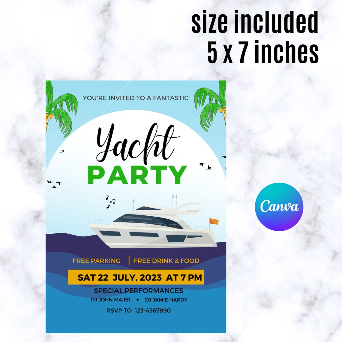 Yacht Invitation, Yacht Party Invite, Boat Party Invitation, Instant ...