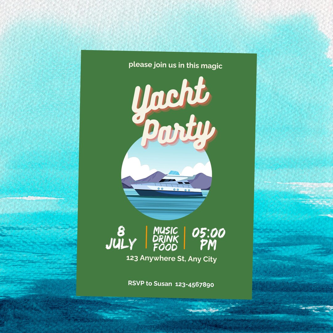 Yacht Invitation, Yacht Party Invite, Boat Party Invitation, Instant ...