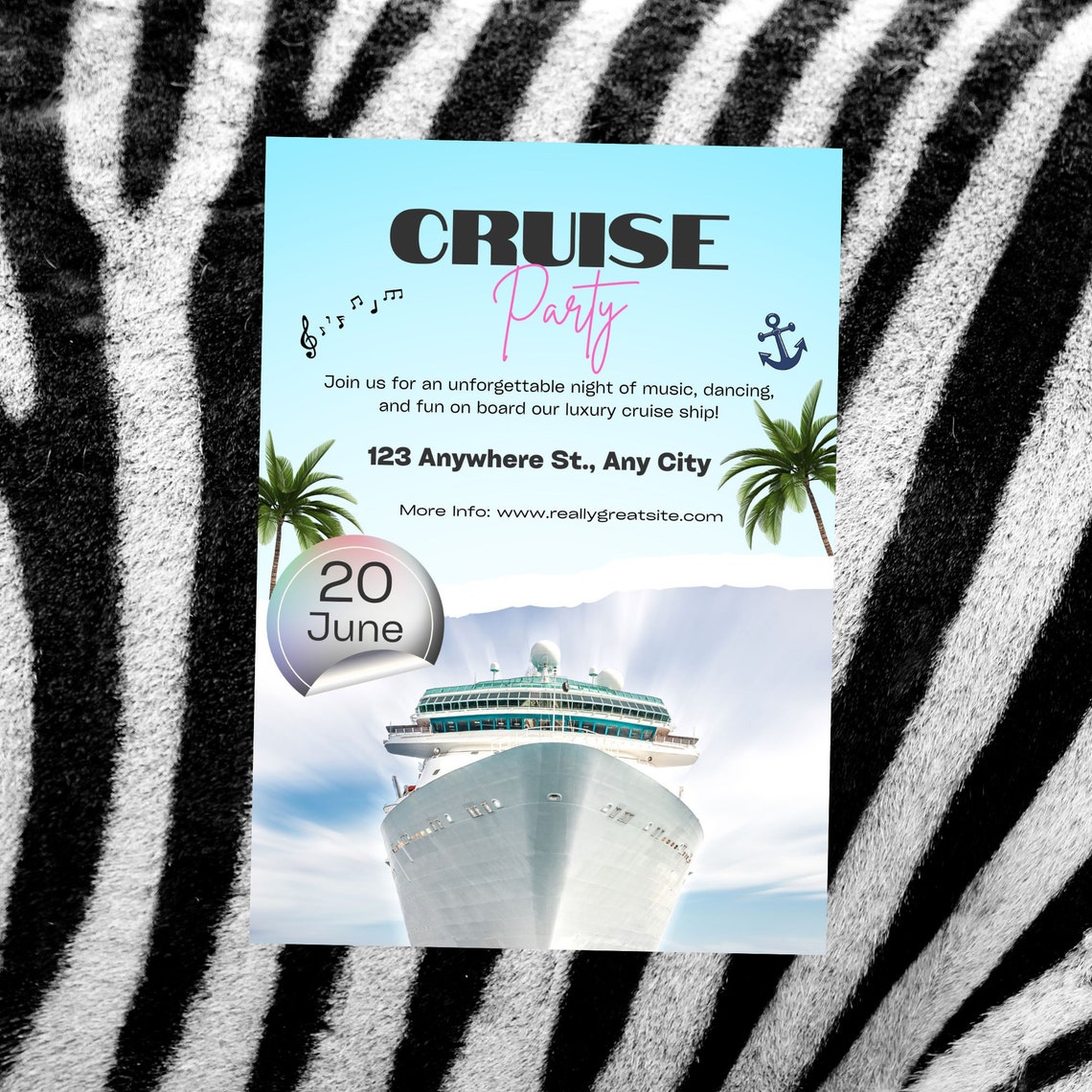 Cruise Party Invite, Yacht Invitation, Boat Party Invitation, Instant ...