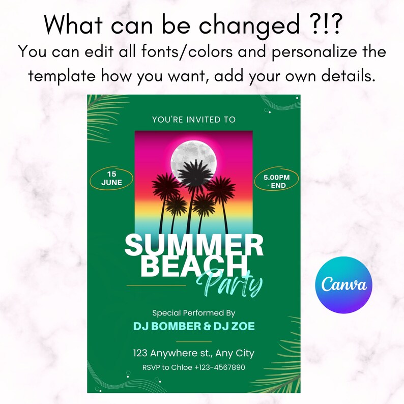 Beach Party Invitation Template Lets Celebrate Beach Invite Printable ...