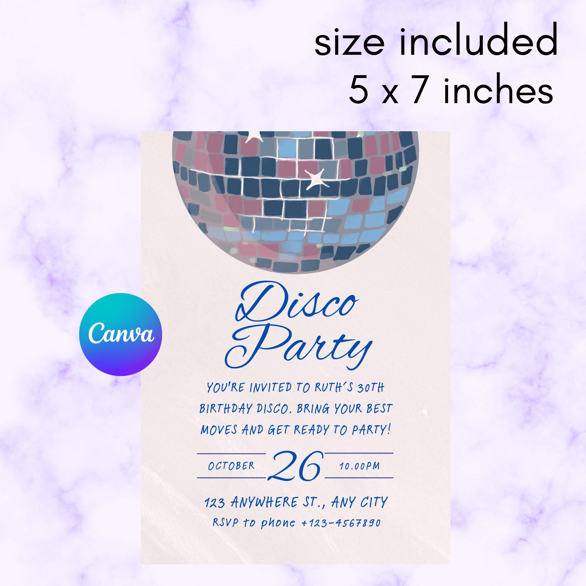Editable Disco Party Invitation, Invites Editable Glow Party, Dance ...