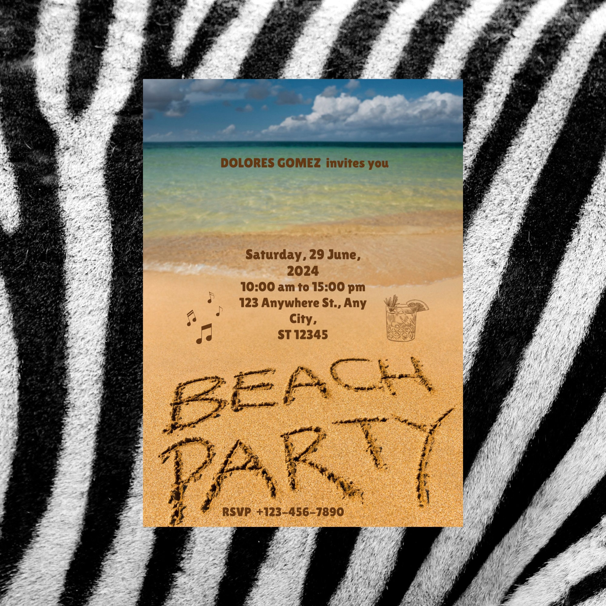 Beach Party Invitation Template Lets Celebrate Beach Invite Printable ...