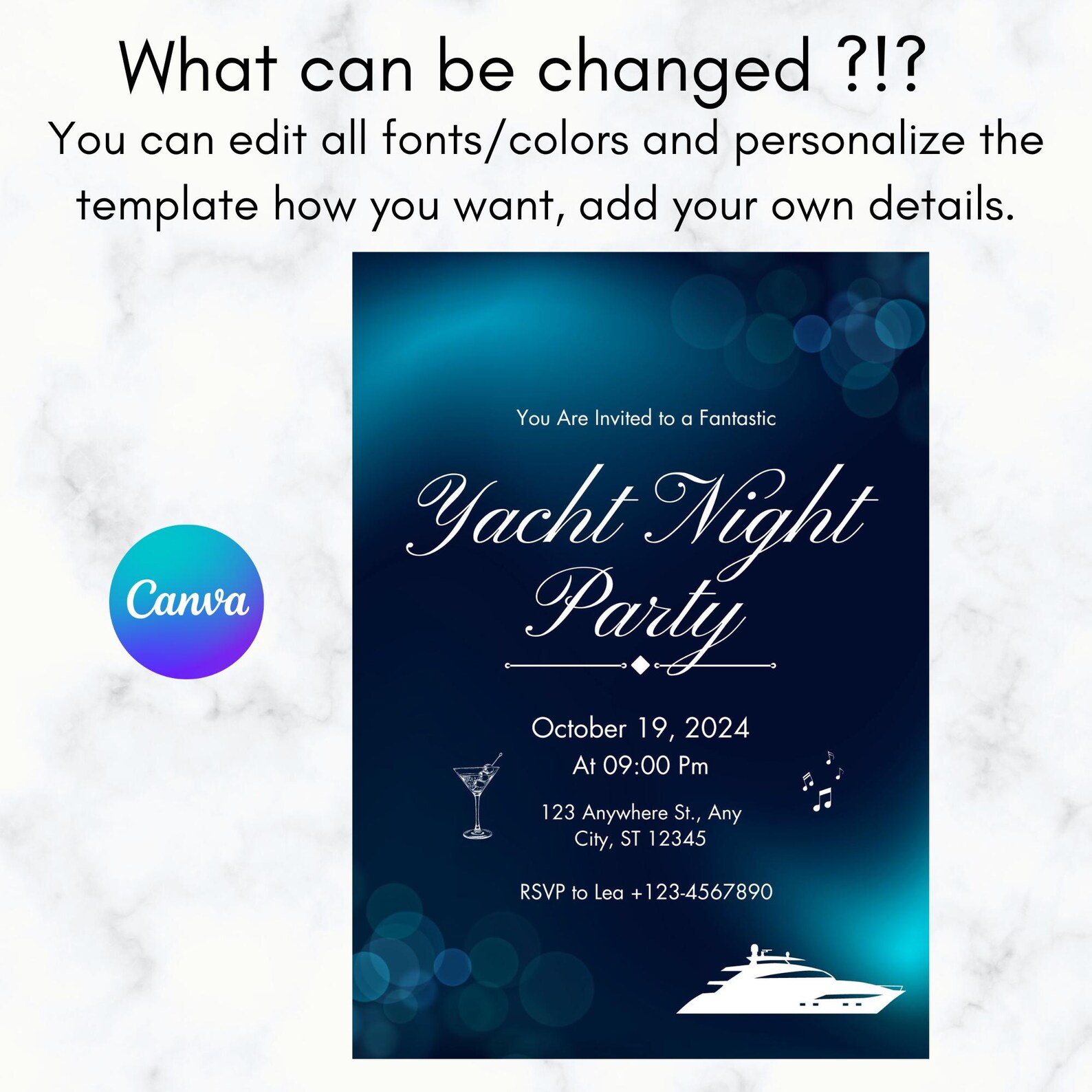 Yacht Invitation, Yacht Party Invite, Boat Party Invitation, Instant ...