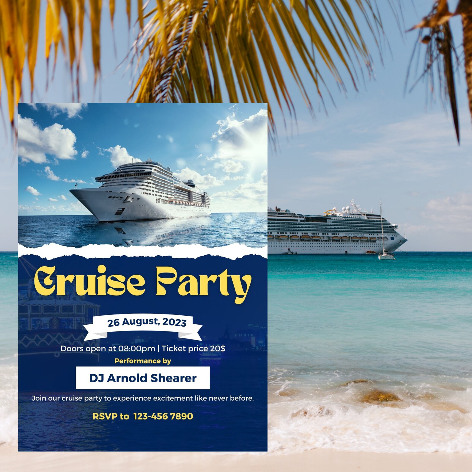 Cruise Party Invite, Yacht Invitation, Boat Party Invitation, Instant ...