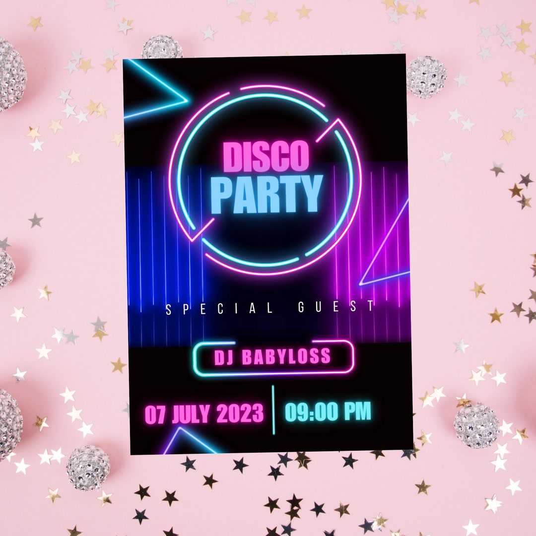 Editable Disco Party Invitation, Disco Party, Personalized Invitation ...