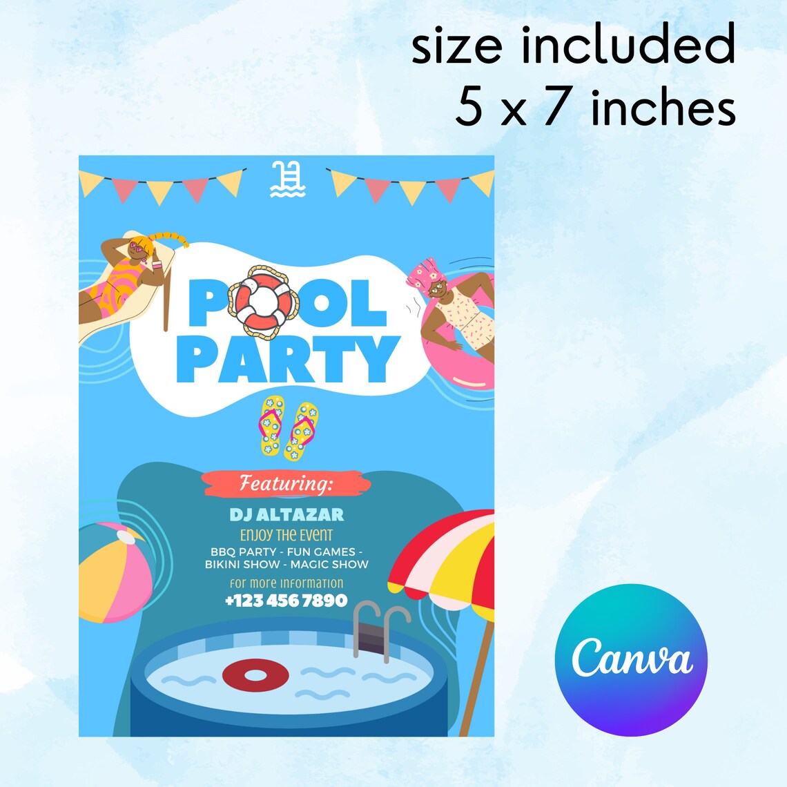 Pool Party, Pool Party Flyers Template, Editable, Pool Invite, Joining ...