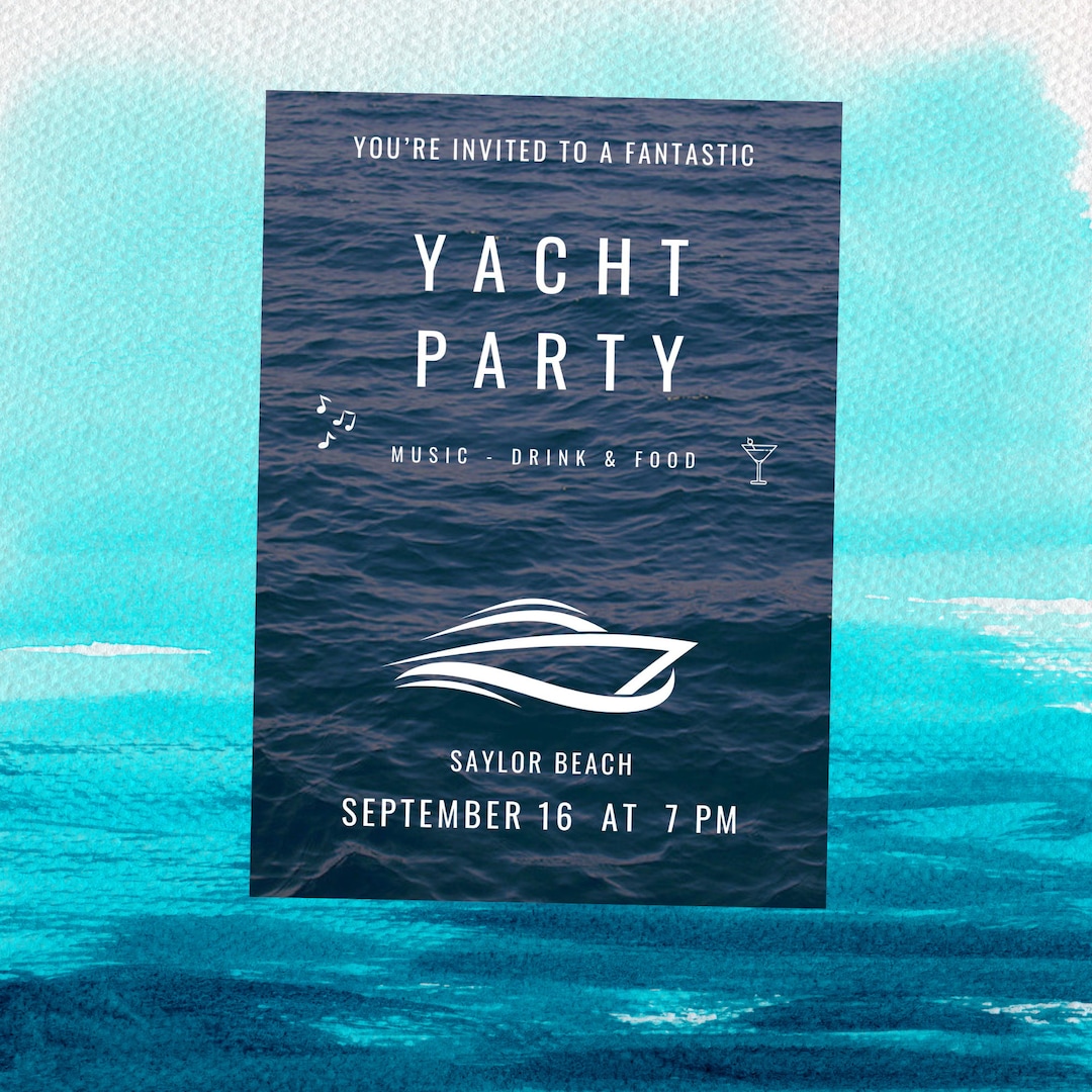 Yacht Invitation, Yacht Party Invite, Boat Party Invitation, Instant ...
