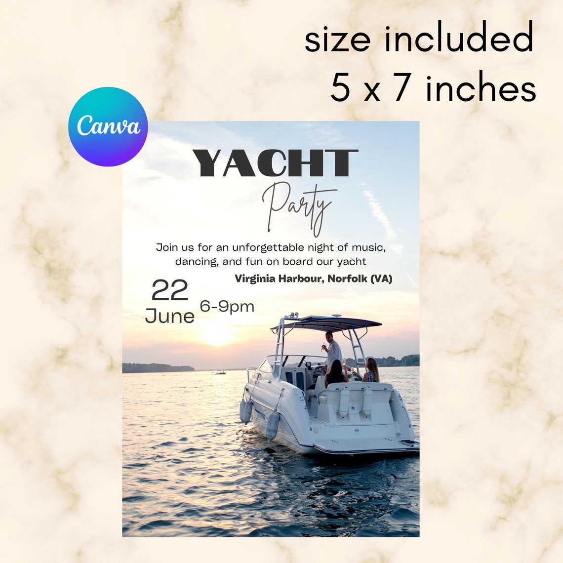 Yacht Party Invitation: Editable Boat Party Invite (instant Download ...
