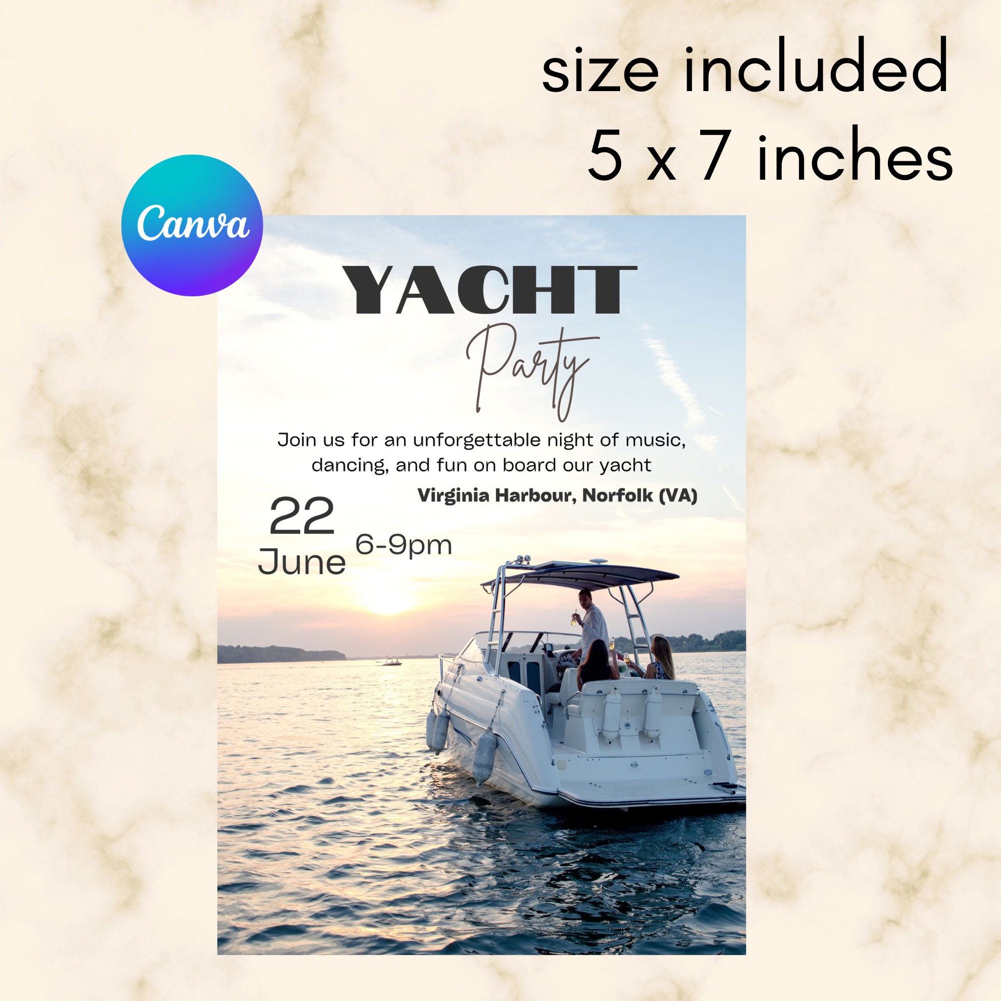 Yacht Invitation, Yacht Party Invite, Boat Party Invitation, Instant ...