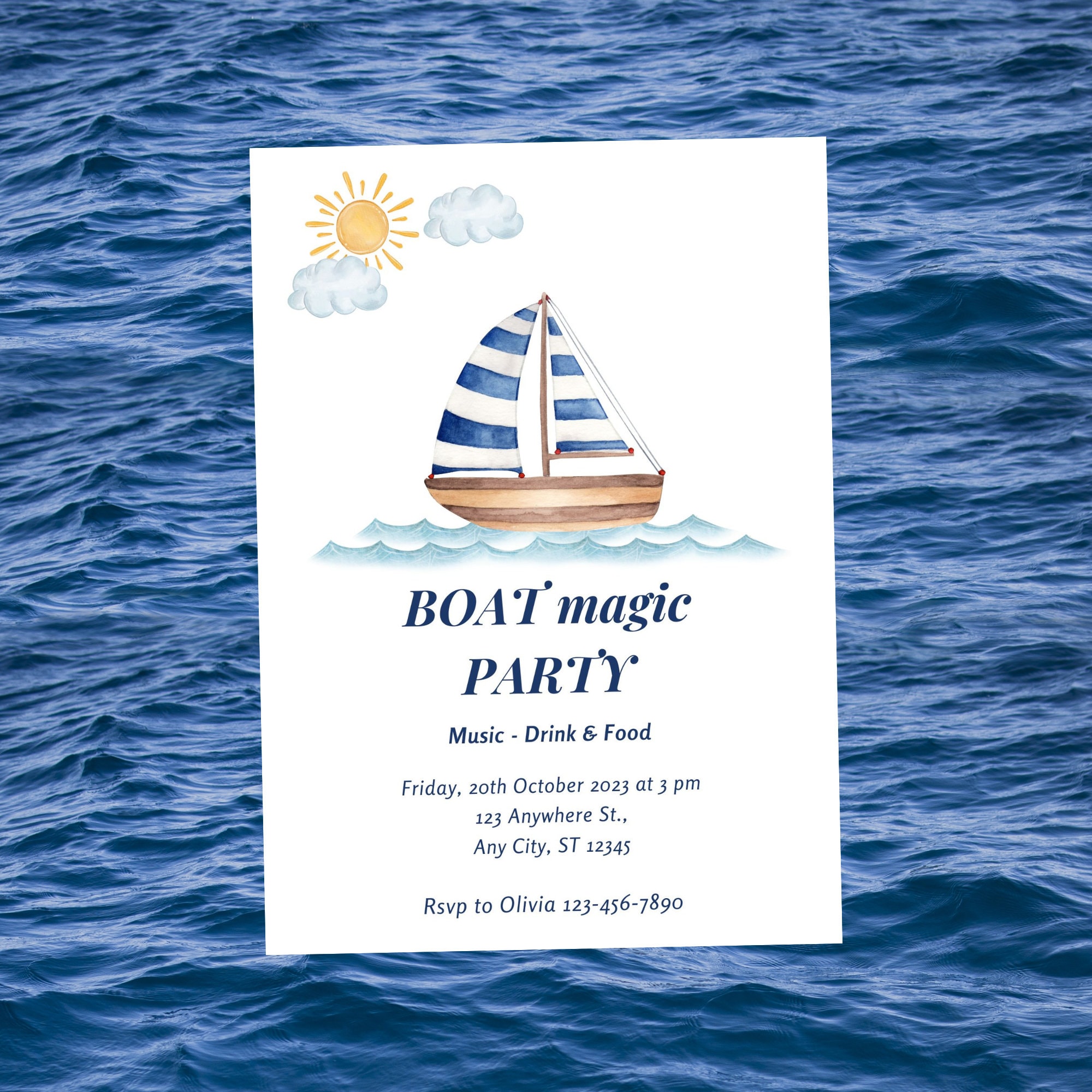 Yacht Invitation, Yacht Party Invite, Boat Party Invitation, Instant ...