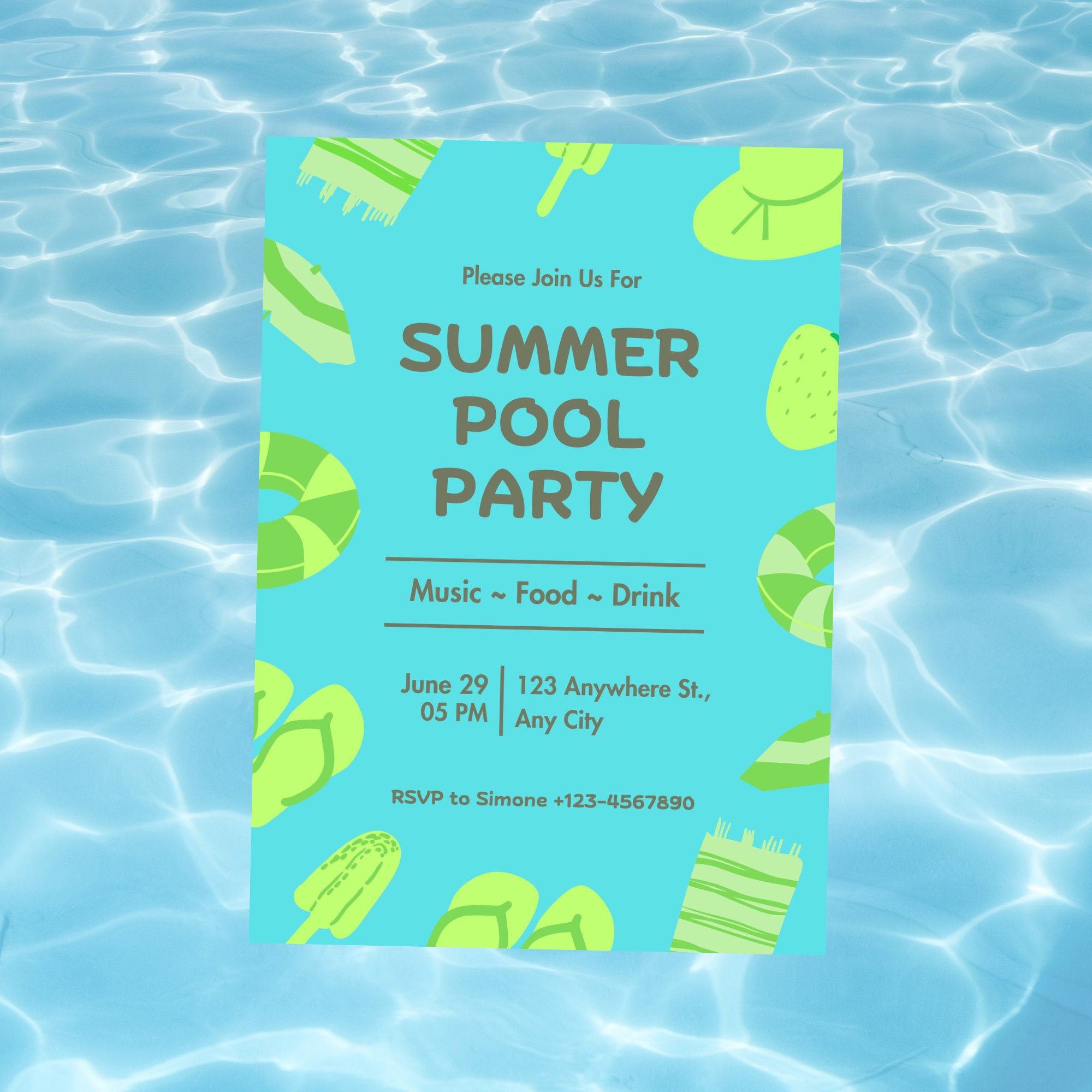 Pool Party, Pool Party Flyers Template, Editable, Pool Invite, Joining ...