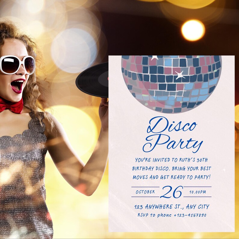 Editable Disco Party Invitation, Invites Editable Glow Party, Dance ...