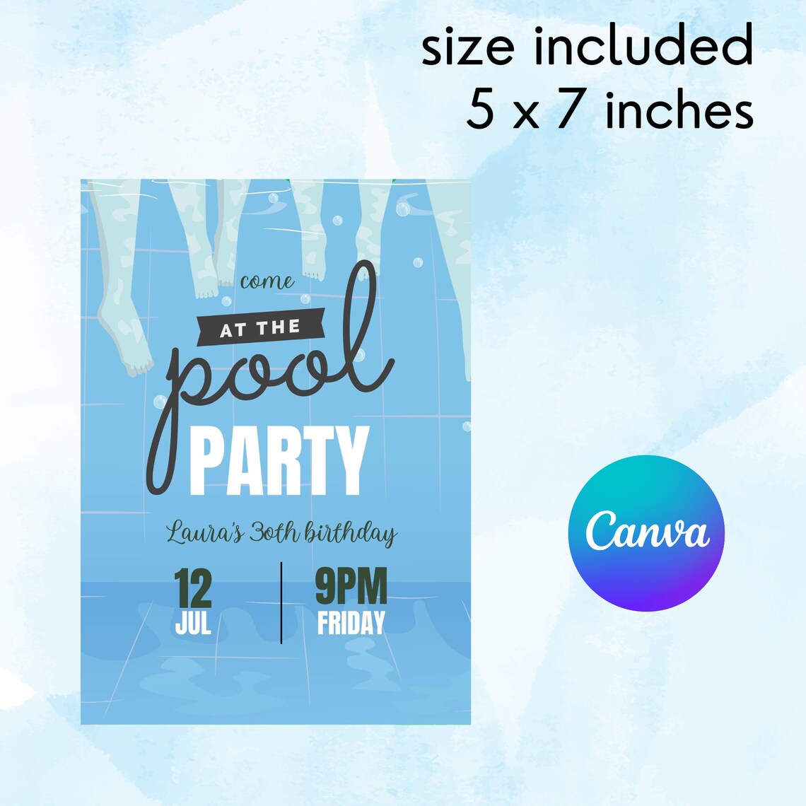 Pool Party, Pool Party Flyers Template, Editable, Pool Invite, Joining ...