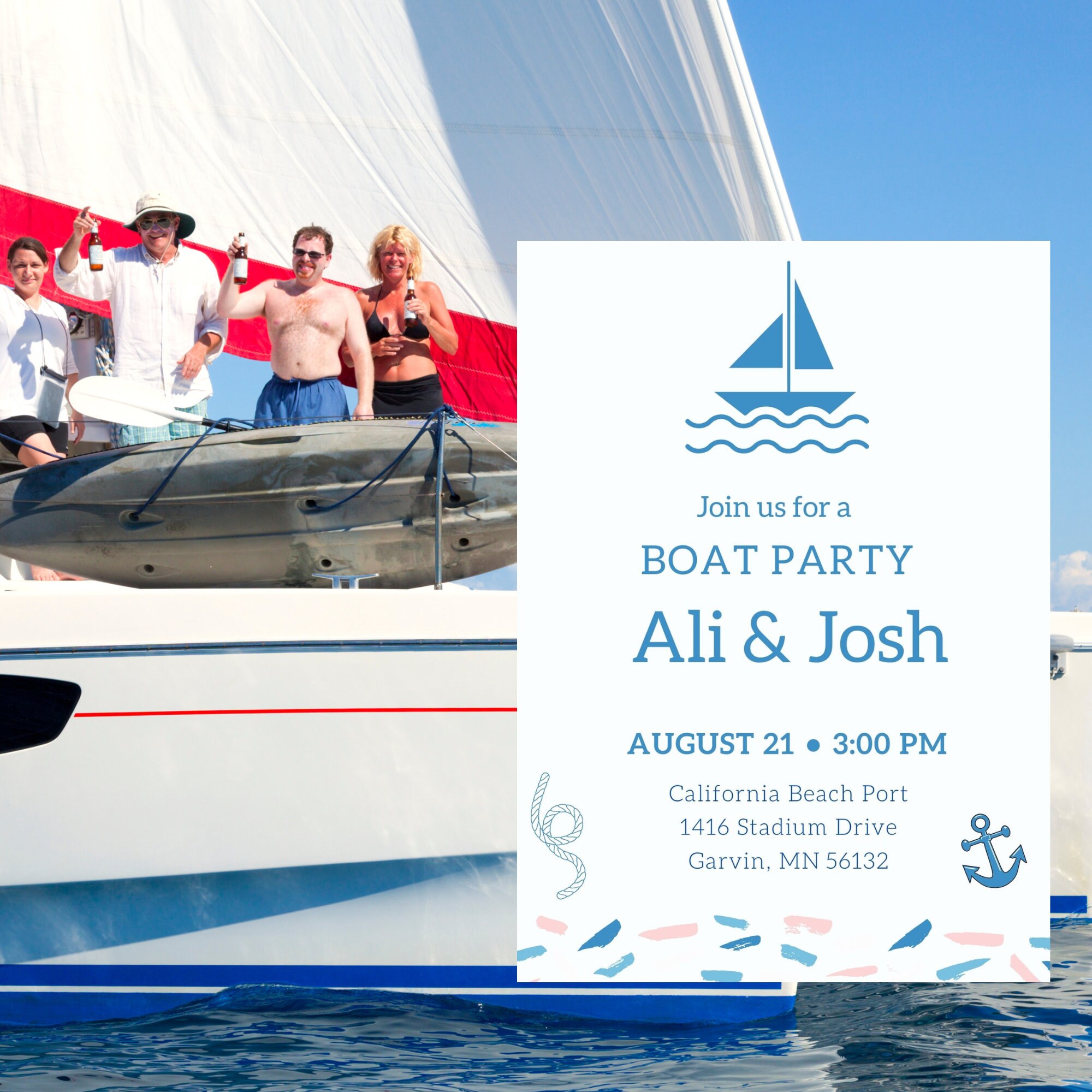 Yacht Invitation, Yacht Party Invite, Boat Party Invitation, Instant ...