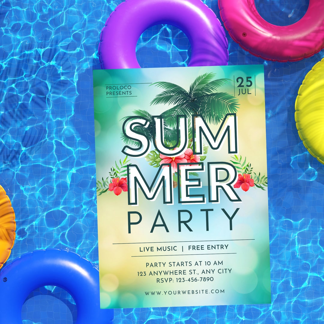 Editable Pool Party Flyer Template (instant Download) - Etsy