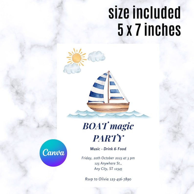 Yacht Invitation, Yacht Party Invite, Boat Party Invitation, Instant ...