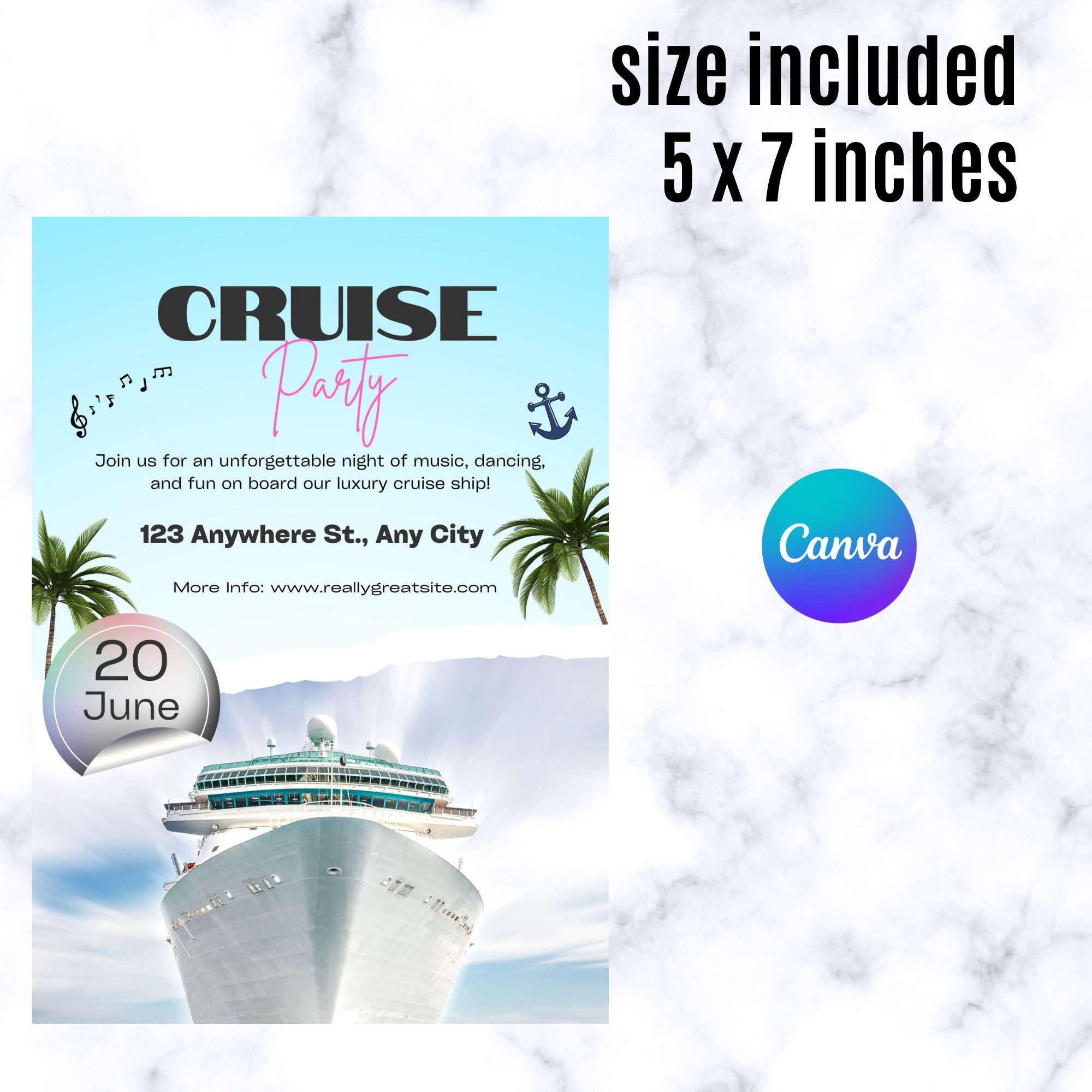 Cruise Party Invite, Yacht Invitation, Boat Party Invitation, Instant ...