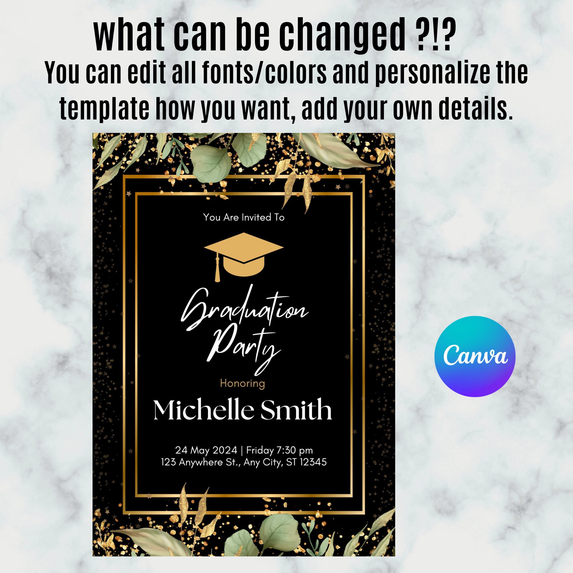 Graduation Party Invitation, Graduation Invitation Template, High ...