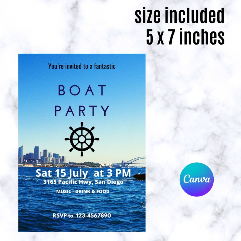 Yacht Invitation, Yacht Party Invite, Boat Party Invitation, Instant ...