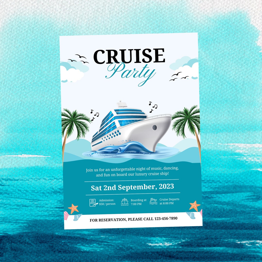 Cruise Party Invite, Yacht Invitation, Boat Party Invitation, Instant ...