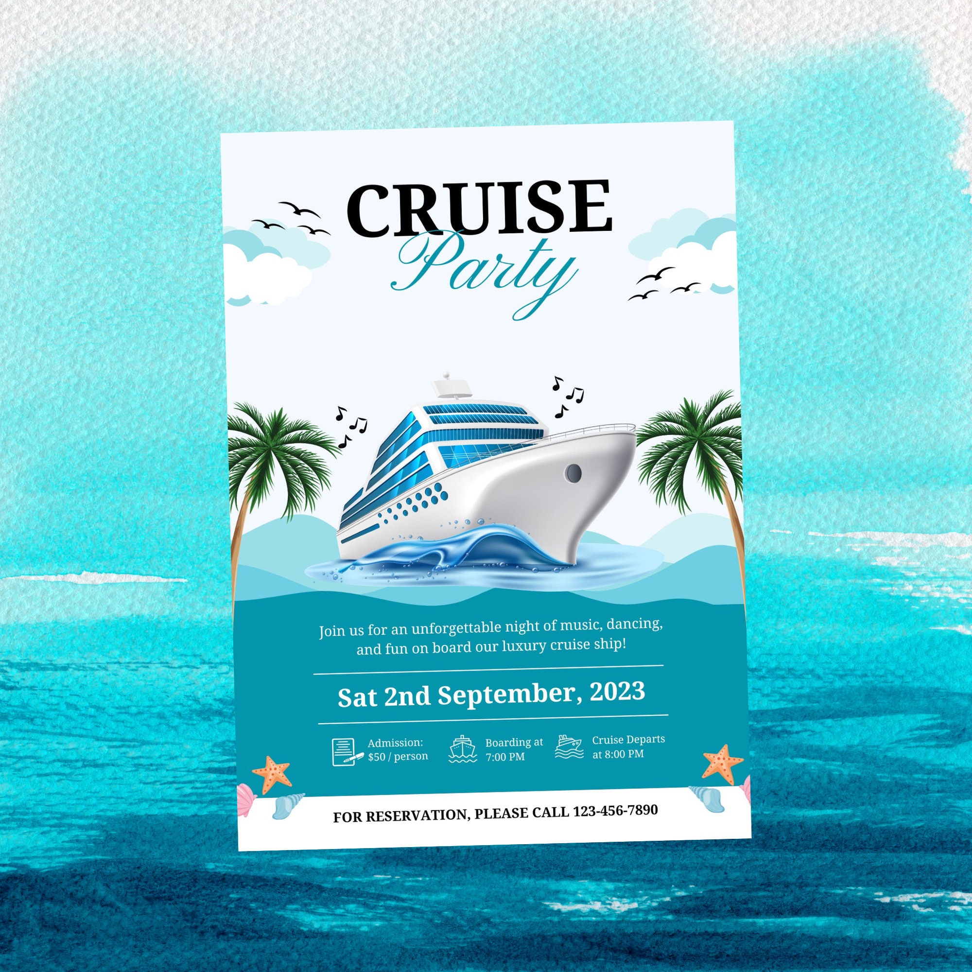 Cruise Party Invite, Yacht Invitation, Boat Party Invitation, Instant ...