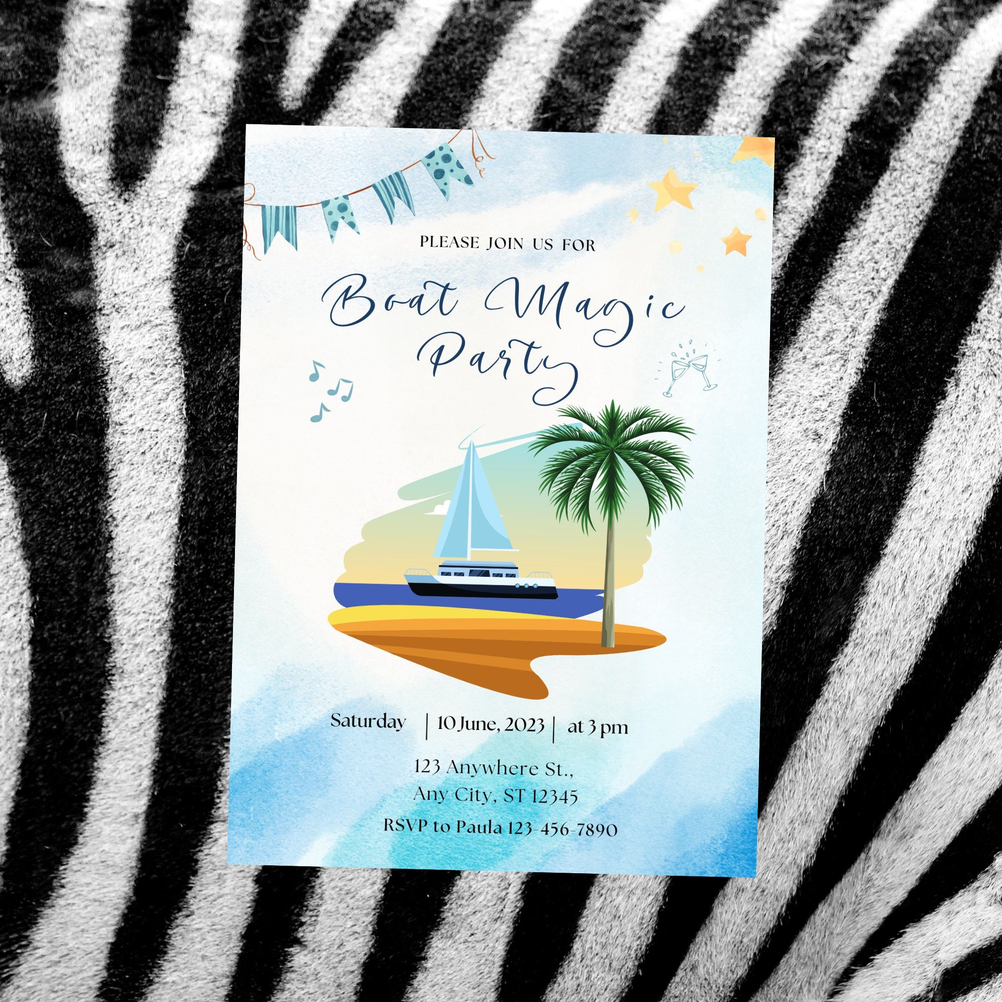 Yacht Invitation, Yacht Party Invite, Boat Party Invitation, Instant ...