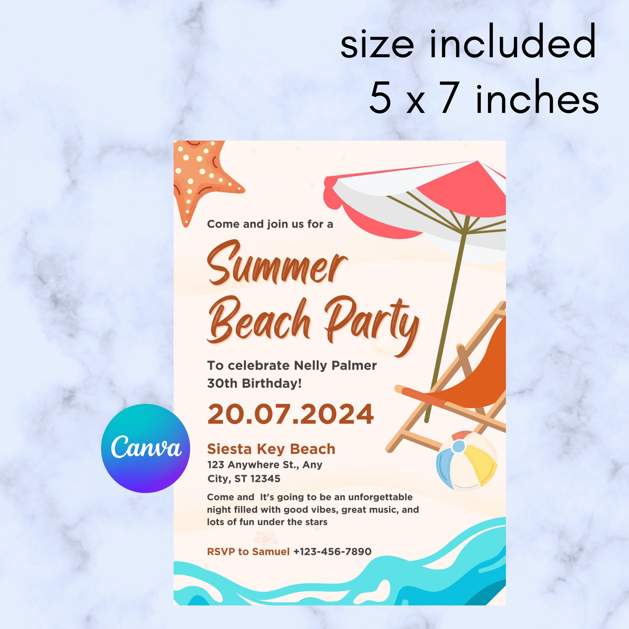 Beach Party Invitation Template Lets Celebrate Beach Invite Printable ...