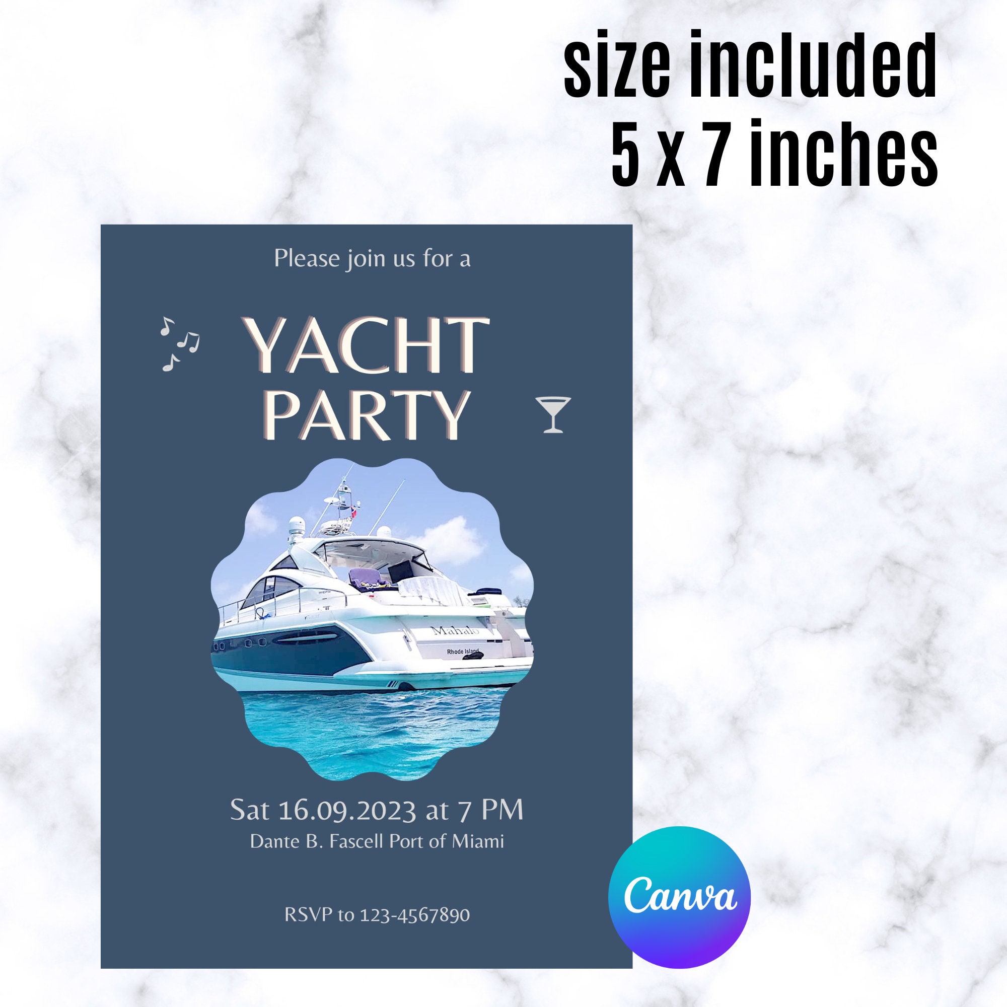 Yacht Invitation, Yacht Party Invite, Boat Party Invitation, Instant ...