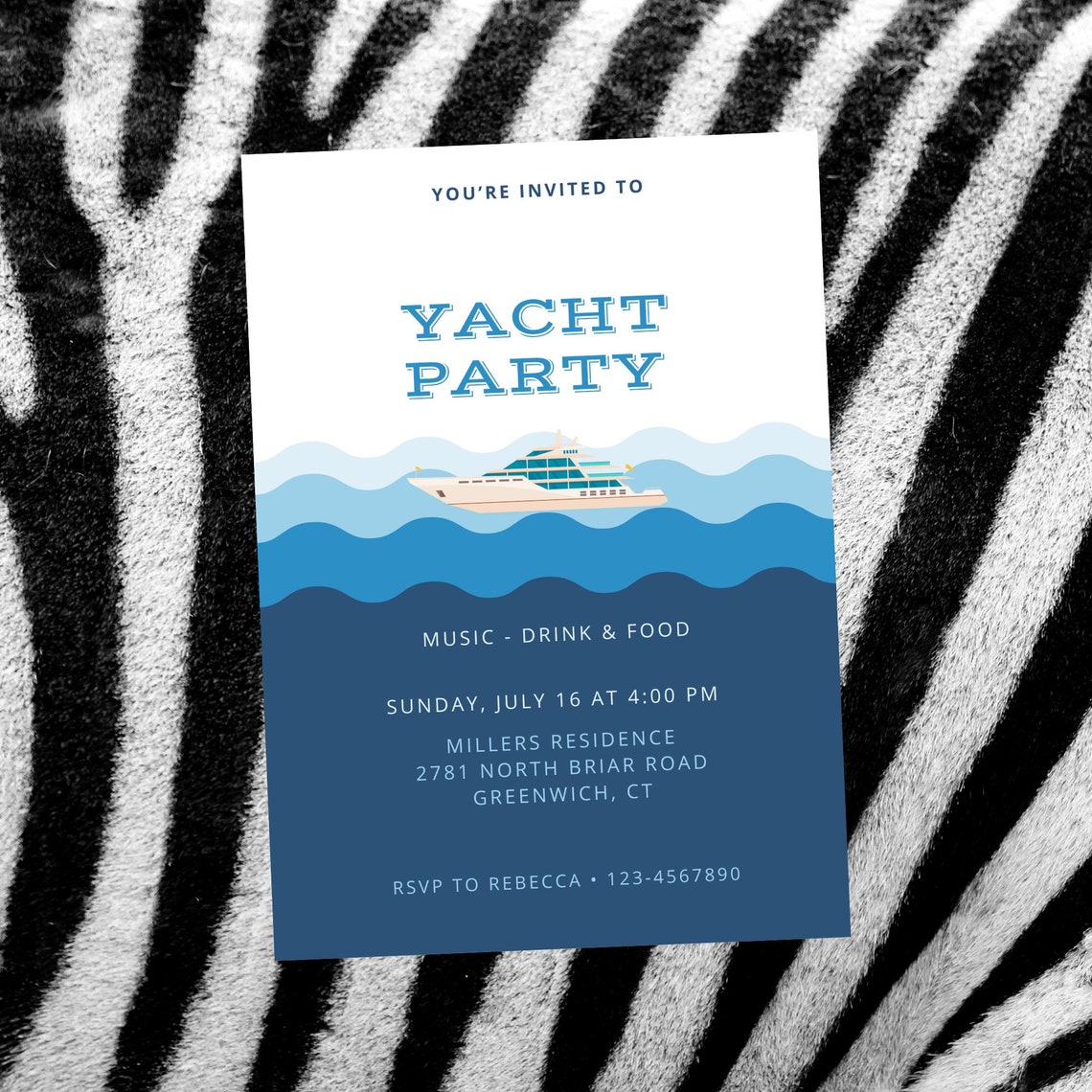 Yacht Invitation, Yacht Party Invite, Boat Party Invitation, Instant ...