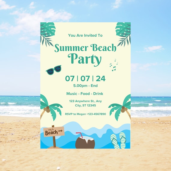 Plantillas De Invitaciones Para Fiestas En La Playa