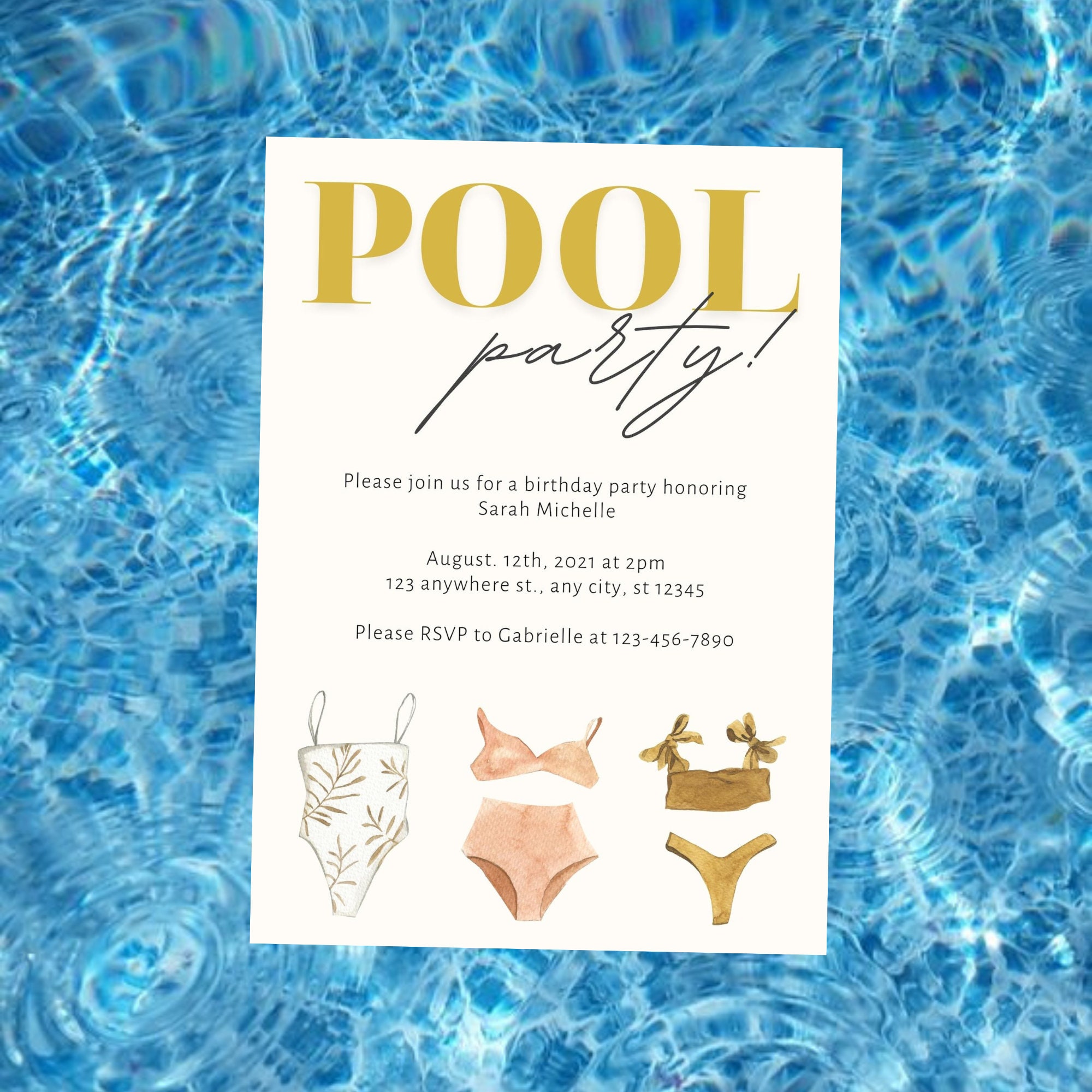 Pool Party, Pool Party Flyers Template, Editable, Pool Invite, Joining ...