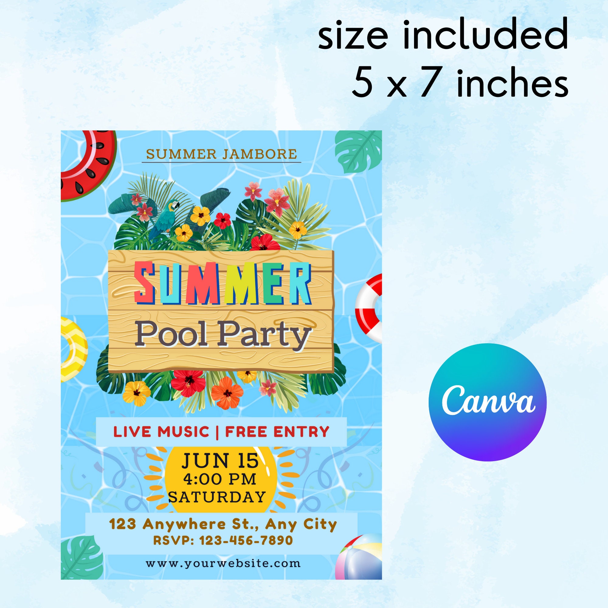 Pool Party Pool Party Flyers Template Editable Pool Invite - Etsy