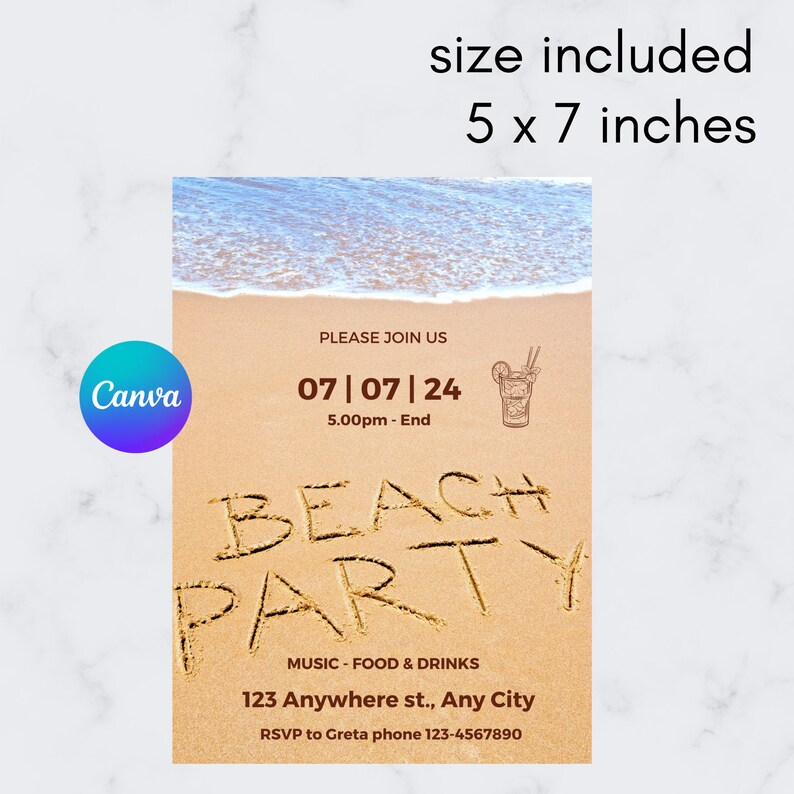 Beach Party Invitation Template Lets Celebrate Beach Invite Printable ...