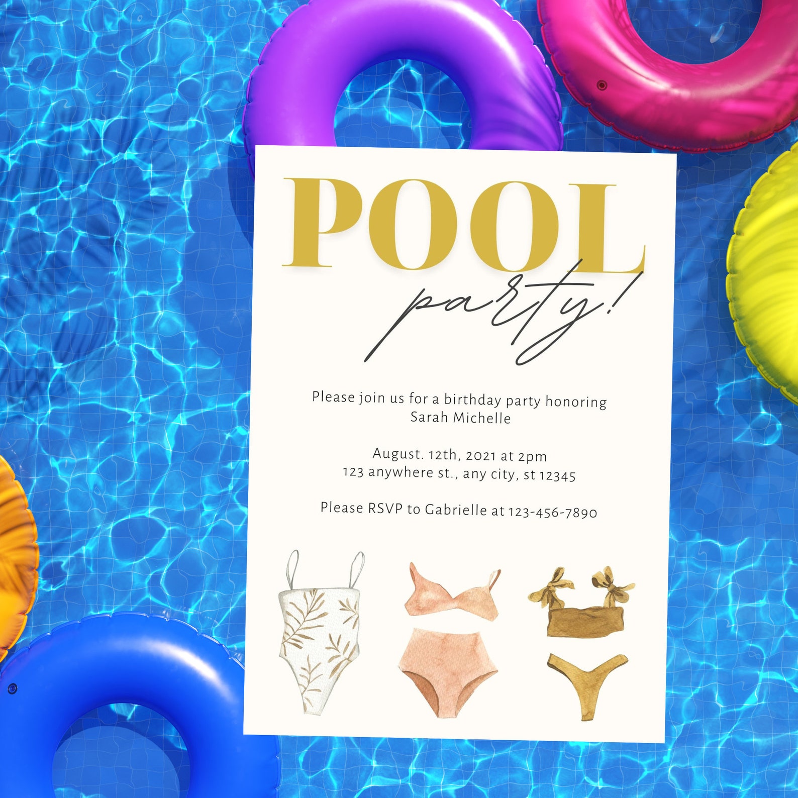 Pool Party, Pool Party Flyers Template, Editable, Pool Invite, Joining ...