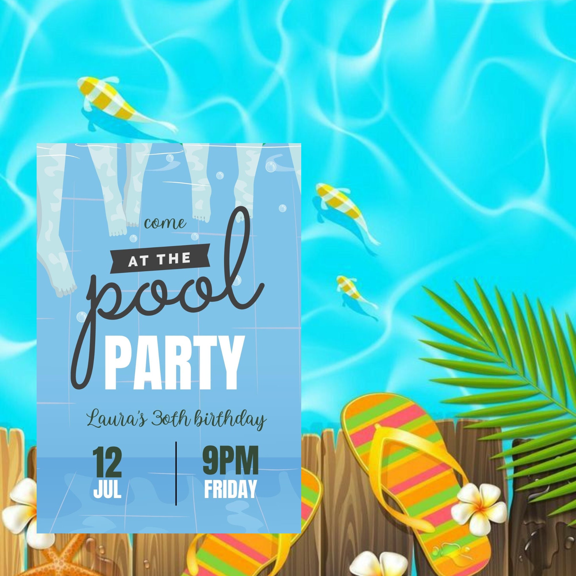 Pool Party, Pool Party Flyers Template, Editable, Pool Invite, Joining ...