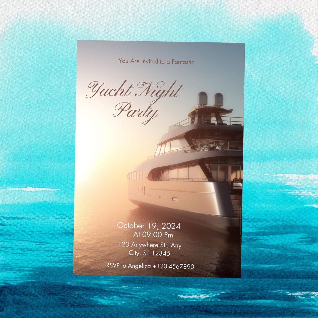 Yacht Invitation, Yacht Party Invite, Boat Party Invitation, Instant ...