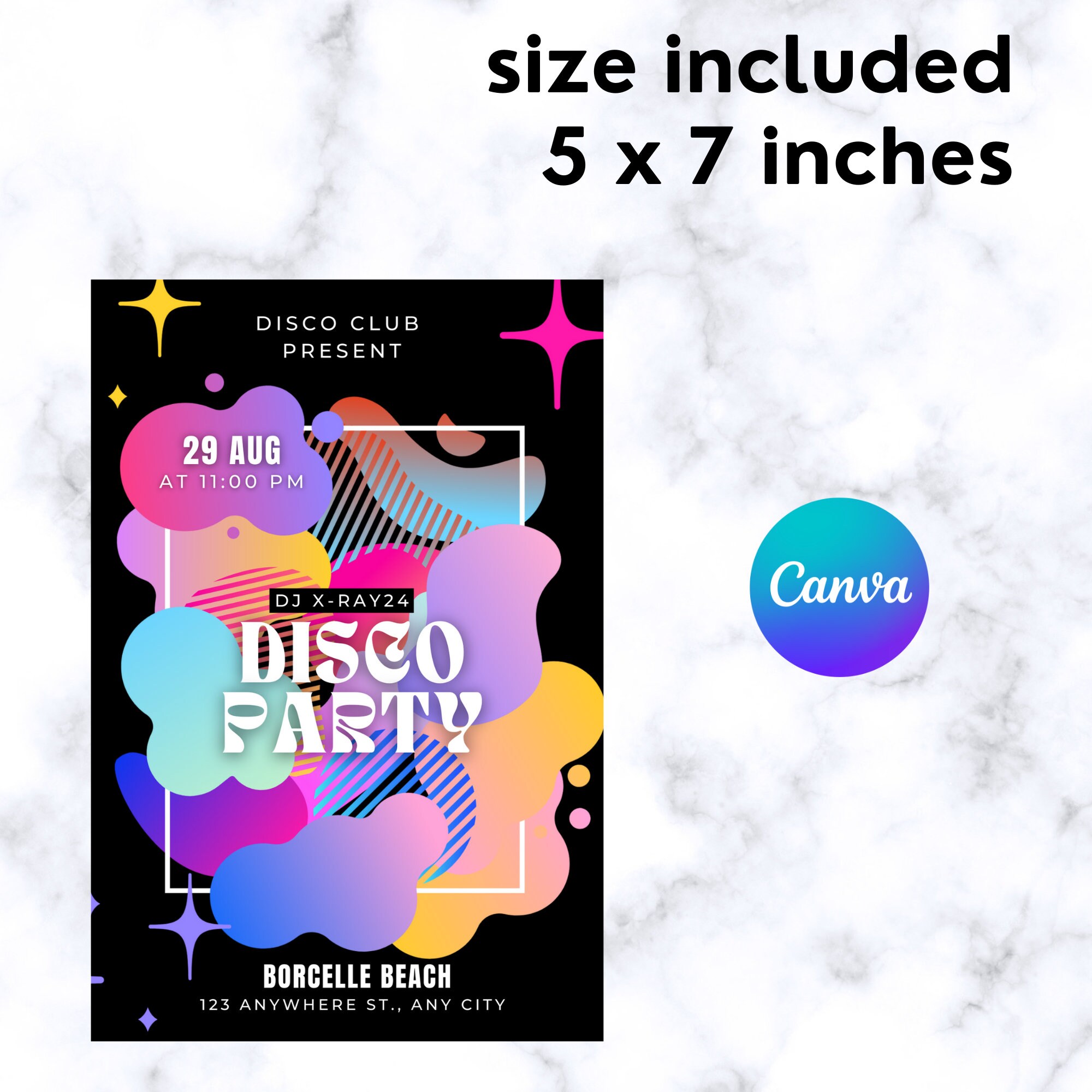 Disco Dance Party Invitation, Editable Party, Party Invite, Edit ...