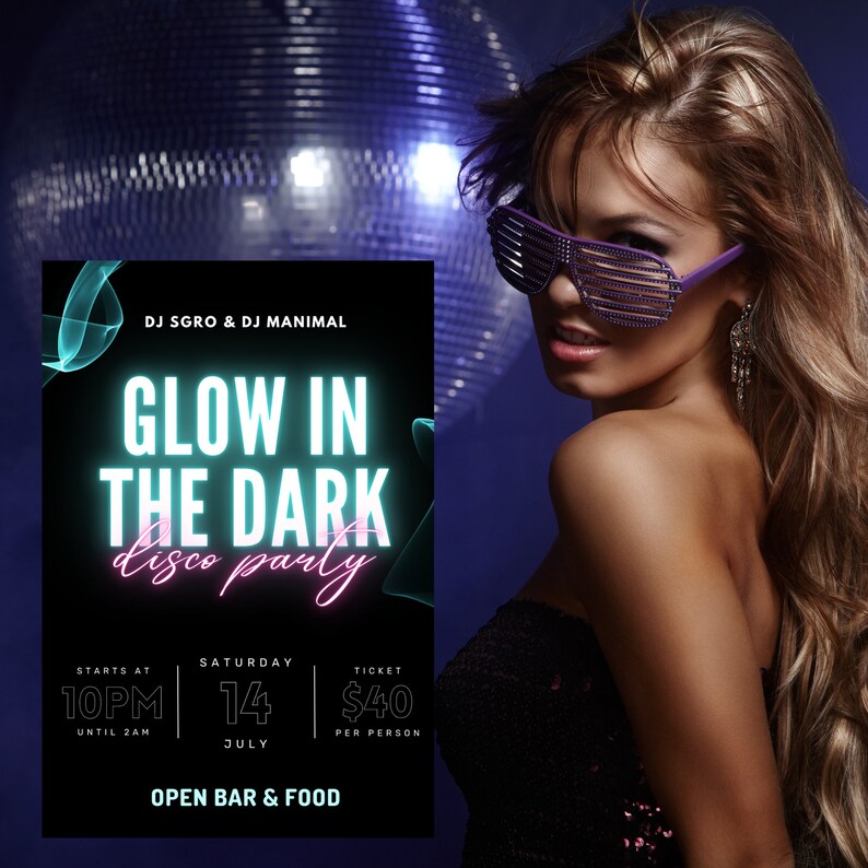 Disco Dance Party Invitation, Editable Party, Party Invite, Edit ...