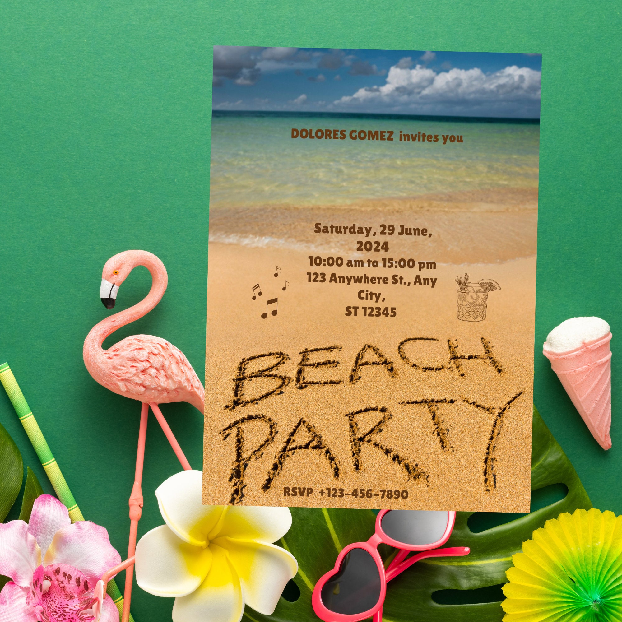 Beach Party Invitation Template Lets Celebrate Beach Invite Printable ...