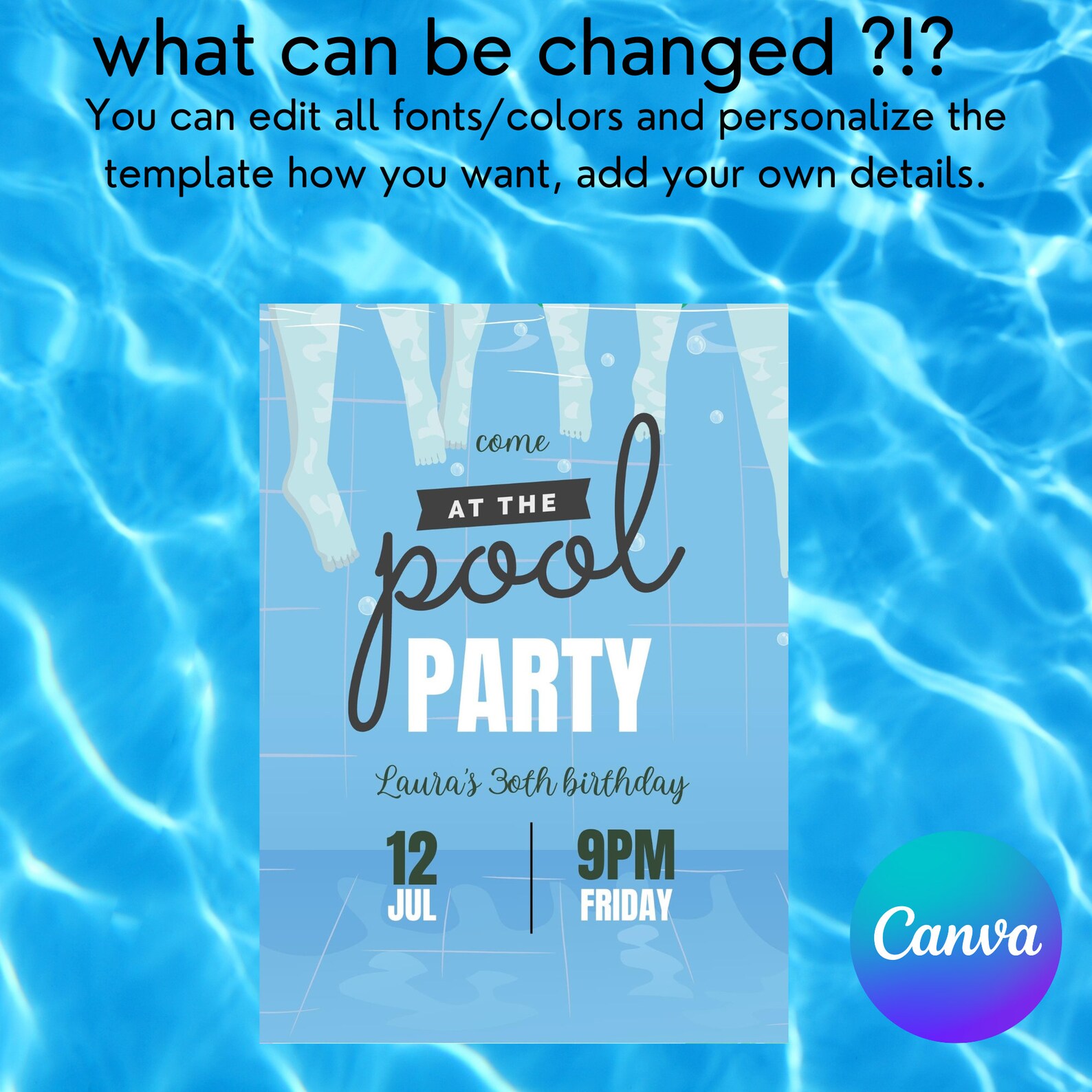Pool Party Pool Party Flyers Template Editable Pool Invite - Etsy