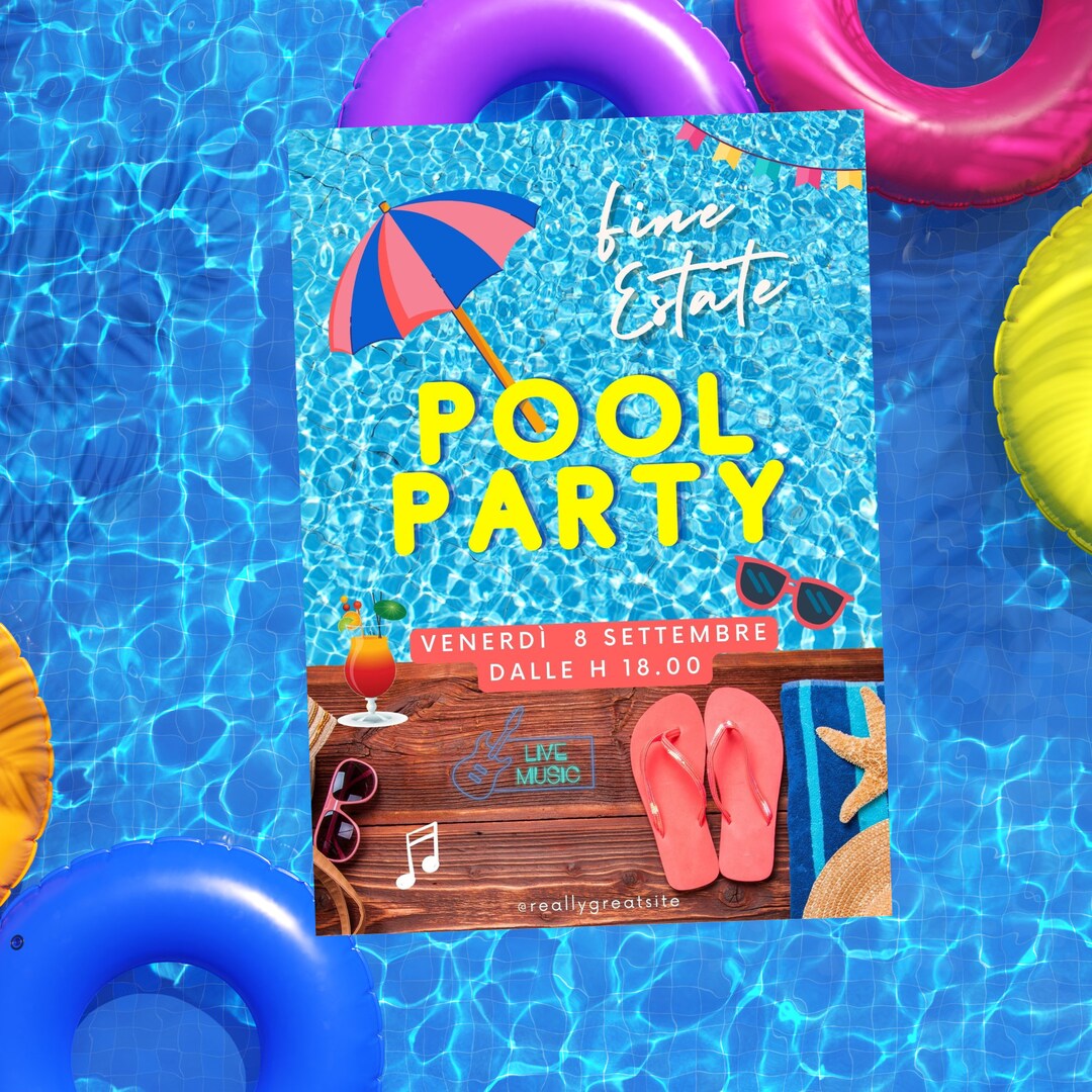 Pool Party, Pool Party Flyers Template, Editable, Pool Invite, Joining ...