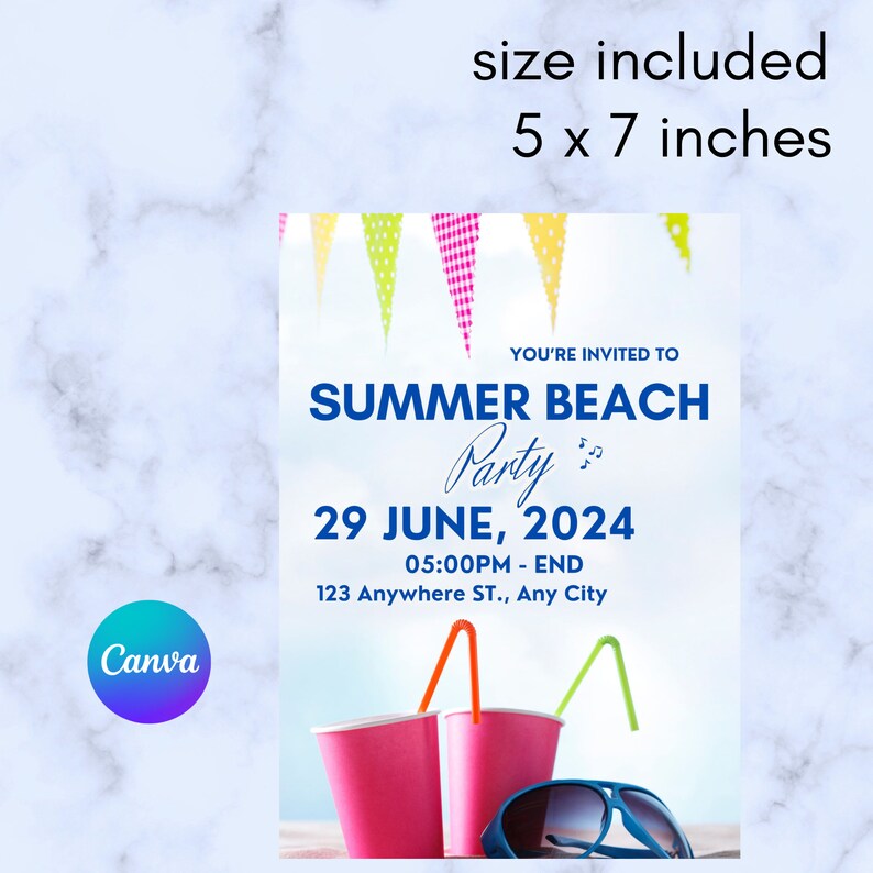 Beach Party Invitation Template Lets Celebrate Beach Invite Printable ...