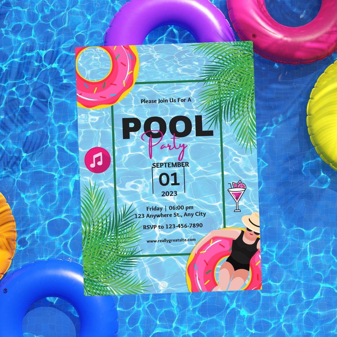 Pool Party, Pool Party Flyers Template, Editable, Pool Invite, Joining ...