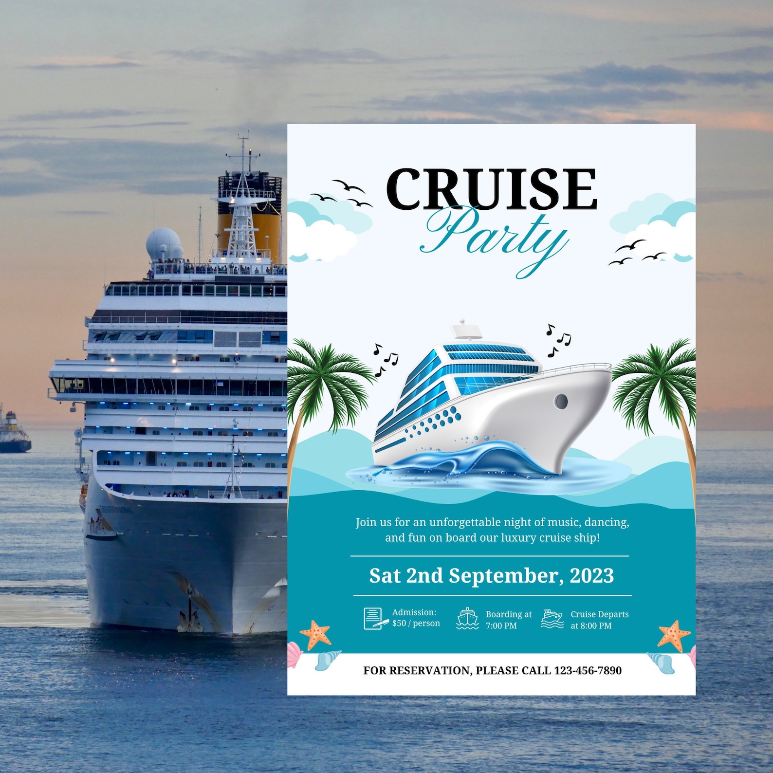 Cruise Party Invite, Yacht Invitation, Boat Party Invitation, Instant ...