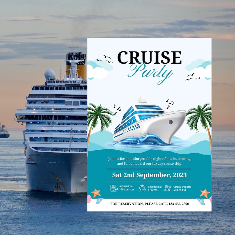 Cruise Party Invite, Yacht Invitation, Boat Party Invitation, Instant ...