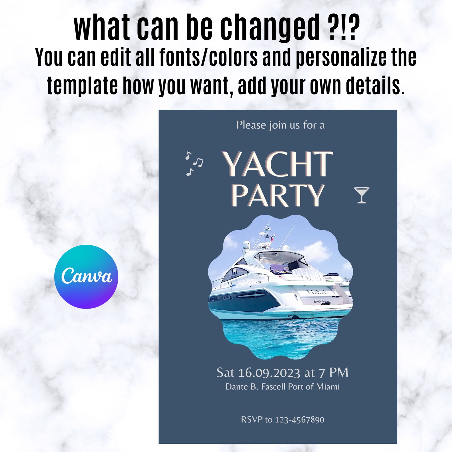 Yacht Invitation, Yacht Party Invite, Boat Party Invitation, Instant ...