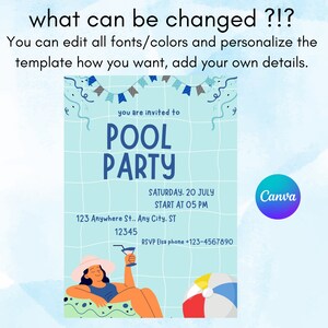 Pool Party, Pool Party Flyers Template, Editable, Pool Invite, Joining ...