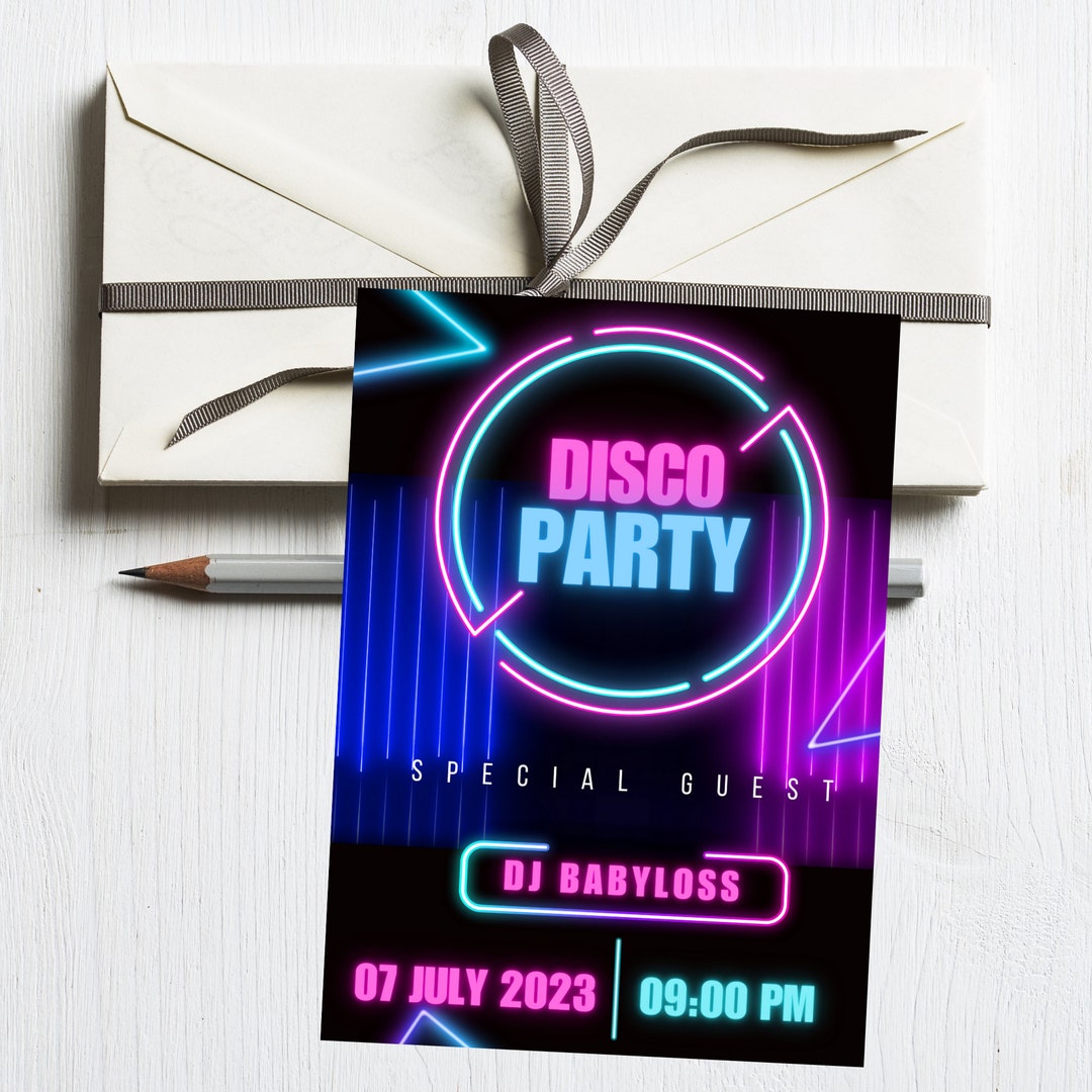 Disco Dance Party Invitation, Editable Party, Party Invite, Edit ...