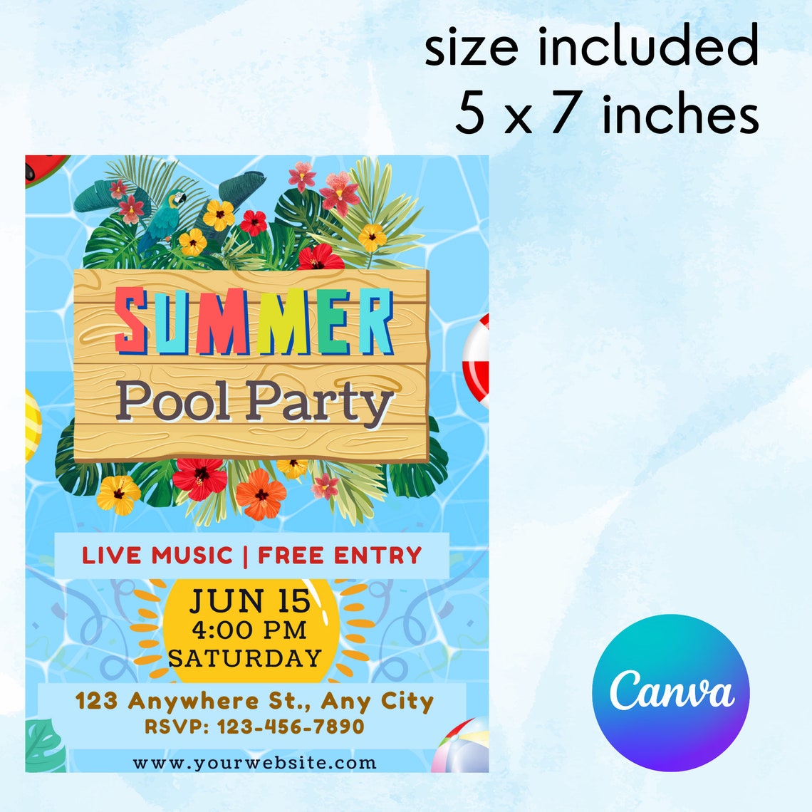 Pool Party Invitation, Pool Party, Birthday Pool Party, Editable ...